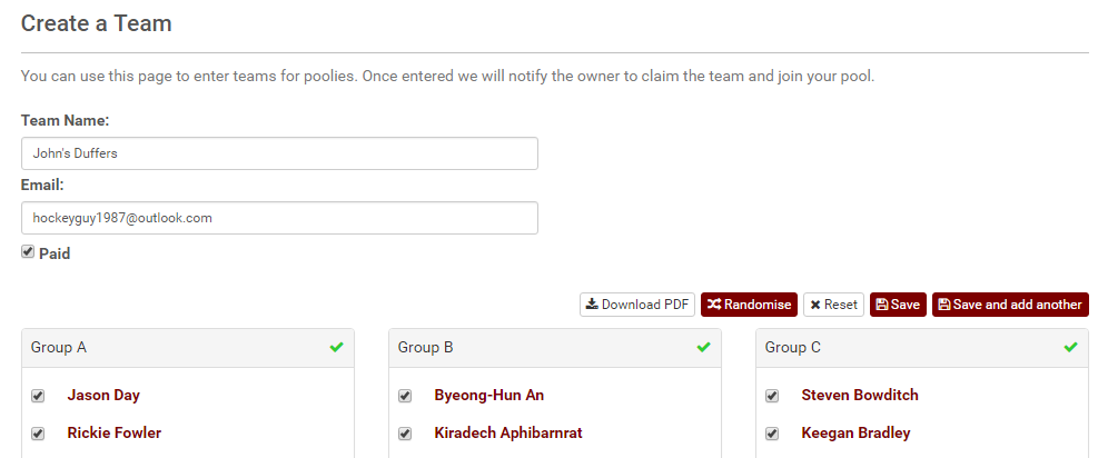 how-do-i-enter-a-team-for-a-poolie